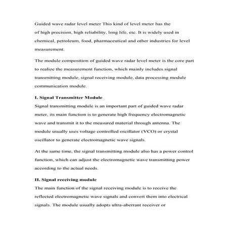 Introduction Of Guided Wave Radar Level Meter Module Composition | DOC