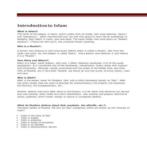 Introduction of islam | DOCX