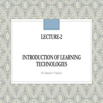 Introduction of learning technologies | PPT