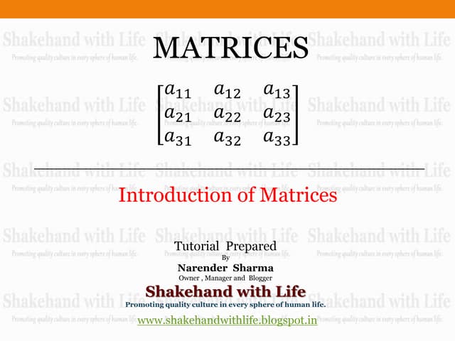 Introduction to Matrices | PPT