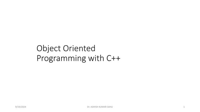 Introduction Of Oops And C Object Oriented Programming Ppt