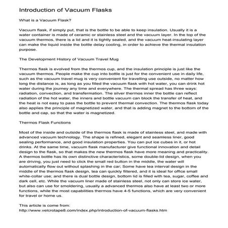 Introduction of Vacuum Flasks | PDF