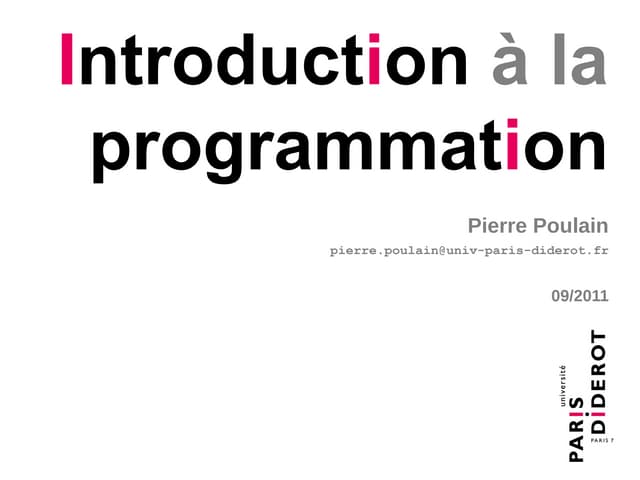 Introduction à La Programmation Ppt