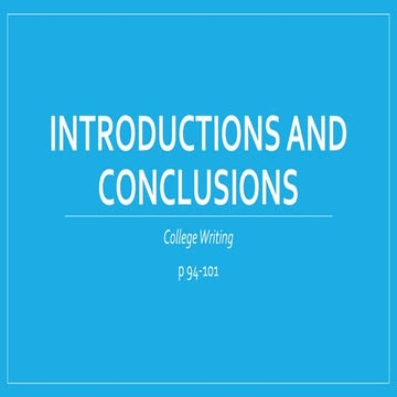 Introductions, Conclusions, and Titles | PPT