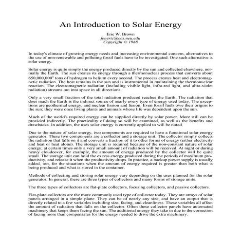 Introduction solar energy | PDF