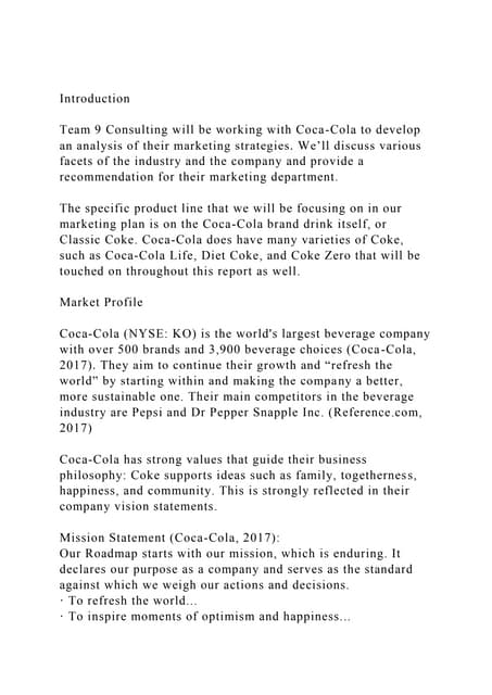 Cola wars Case Study Analysis | DOCX | Business | Business and Finance