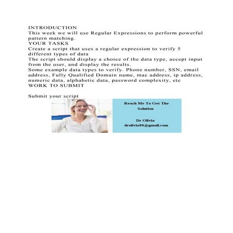 INTRODUCTION This week we will use Regular Expressions to perform .docx