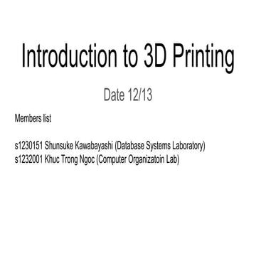 Introduction to 3d printing | PPT