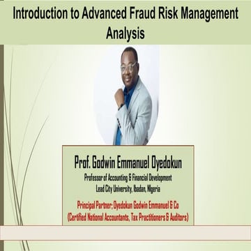 Introduction to Advanced Fraud Risk Management Analysis | PPTX