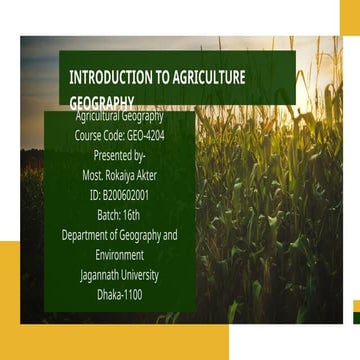 Approaches of agricultural geography | PPTX