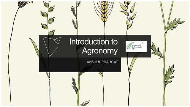 definition of agronomy and its importance pptx | PPTX