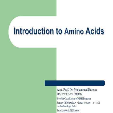 Introduction to aminoacids (Biochemistry) | PPT