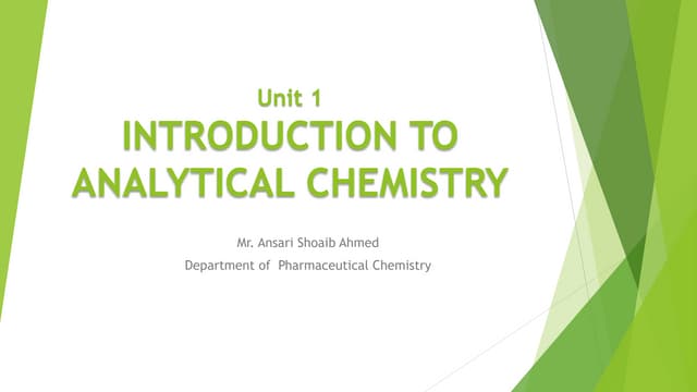 Introduction to Pharmaceutical analysis - I (HRB) | PDF