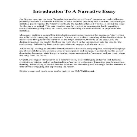 Introduction To A Narrative Essay. University of Texas at Austin | PDF
