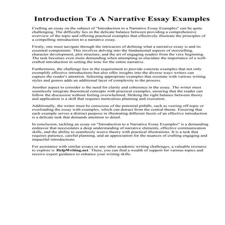 Introduction To A Narrative Essay Examples | PDF