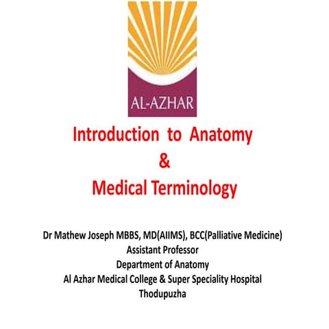 Introduction to anatomy and medical terminology | PPTX