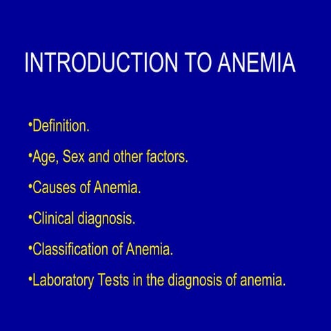 INTRODUCTION TO ANEMIA.ppt IS AN IMPORTANT TOPIC FOR THE NURSING ...