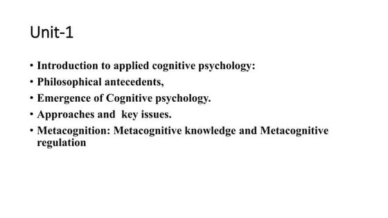 Cognitive psychology introduction | PPTX