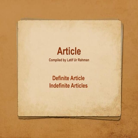 Introduction to Articles | PPT