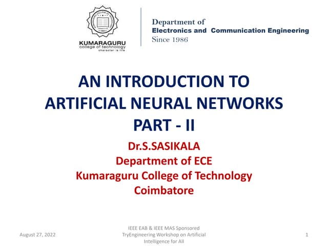 Introduction To Artificial Neural Networks Part Iipdf Artificial Intelligence Technology