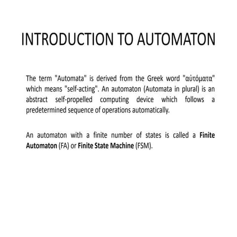 Introduction to automaton ppt | PPTX