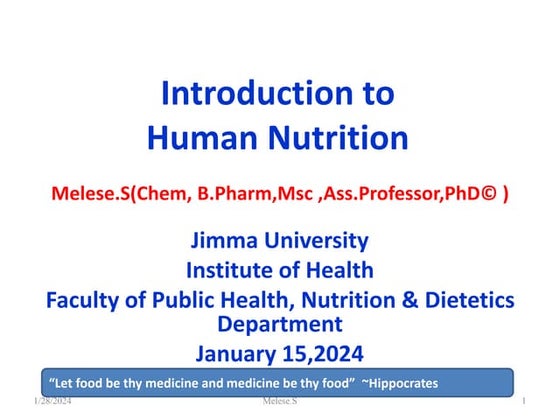 Basic concepts of Nutrition | PPT
