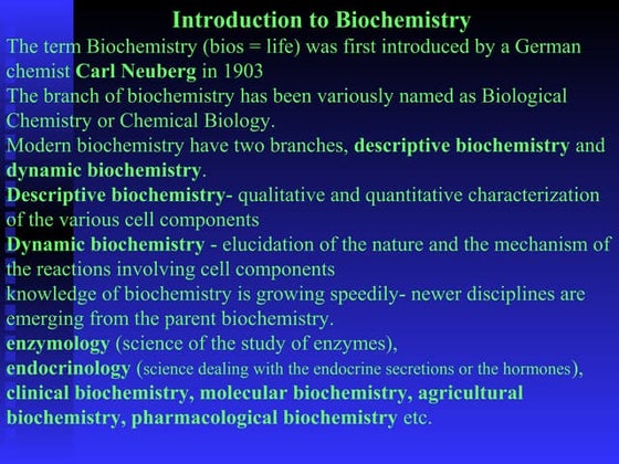 Introduction to biochemistry | PPT