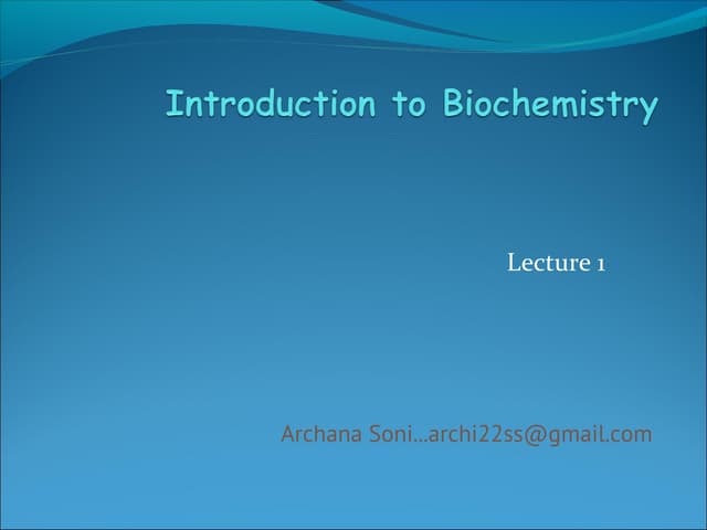 Introduction to biochemistry | PPT