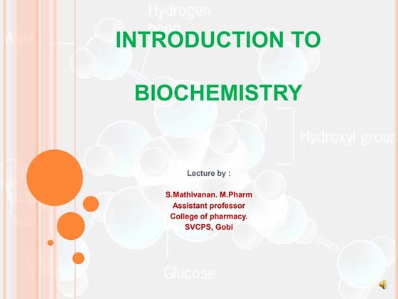 Introduction to biochemistry usp | PPT