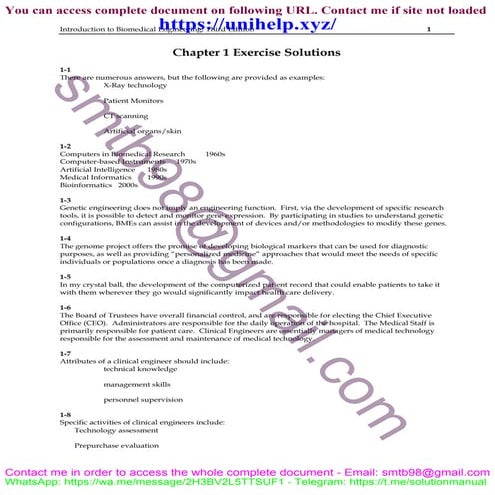 Answers to Exercises for Introduction to Biomedical Engineering (3rd Edition) by Enderle ...