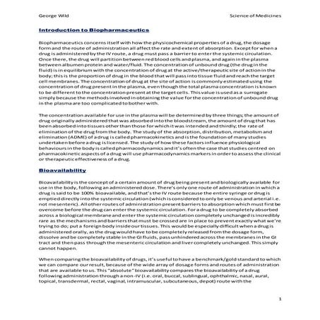 Introduction to Biopharmaceutics | DOCX