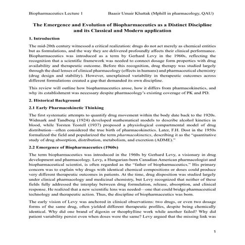 Introduction to Biopharmaceutics: Emergence, Evolution and Application ...