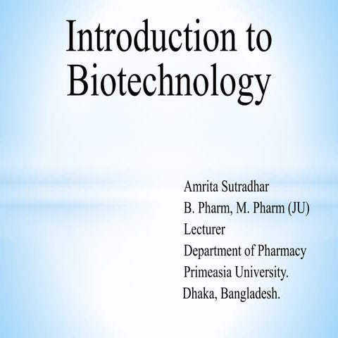 Introduction to biotechnology | PPT