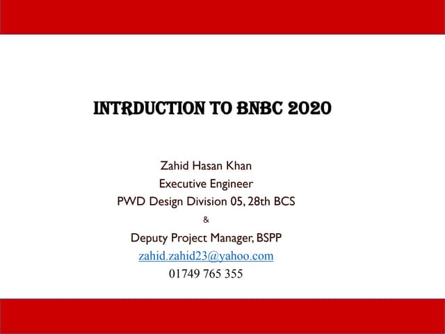 Bangladesh National Building Code (BNBC) – 2020 | PPTX