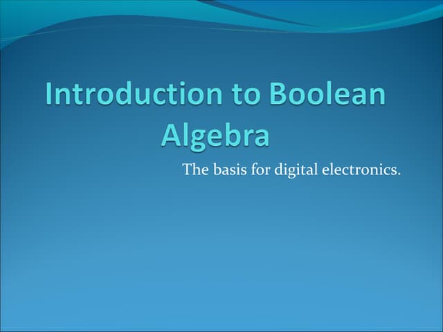 Boolean Algebra | PPT
