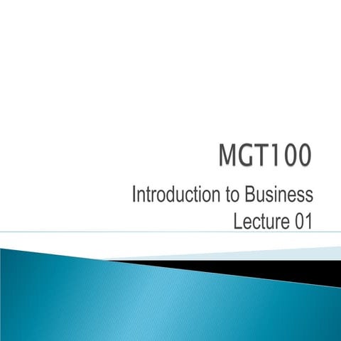 Introduction to business mgt100 lecture 01 | PPT