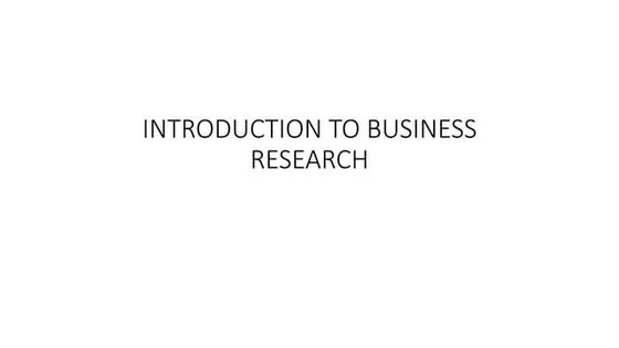 Business research methodology | PPT