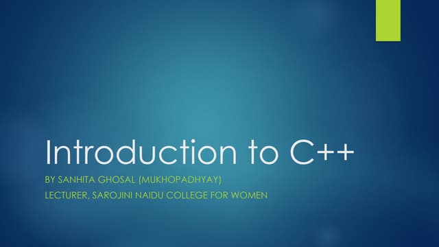 Introduction To Object Oriented Programming Through Cpptx