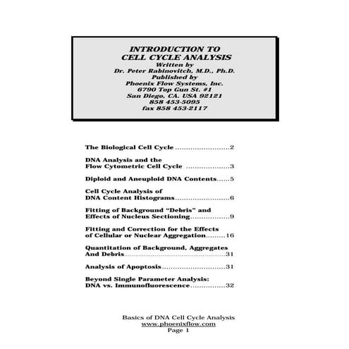 Introduction to cell cycle analysis book | PDF