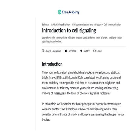 Introduction to cell signaling (article) _ Khan Academy.pdf
