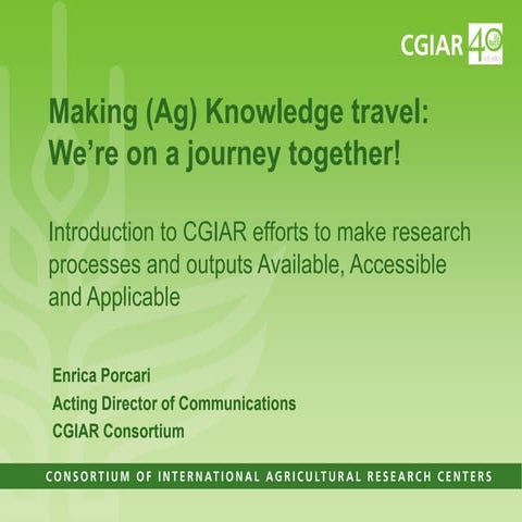 Introduction to cgiar efforts to make research processes aaa final | PPSX