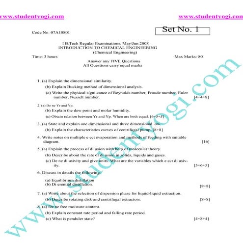 Introduction to chemical engineering Jntu Model Paper{Www.Studentyogi ...