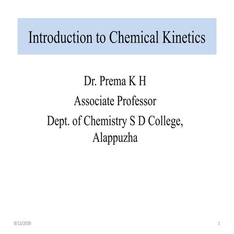 Introduction to chemical kinetics | PPTX