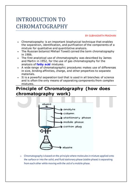 CHROMATOGRAPHY-PRINCIPLE, TYPES | PDF