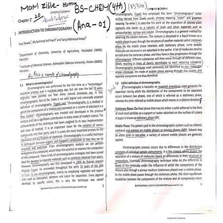 Introduction To Chromatography Pdf Chemistry Science