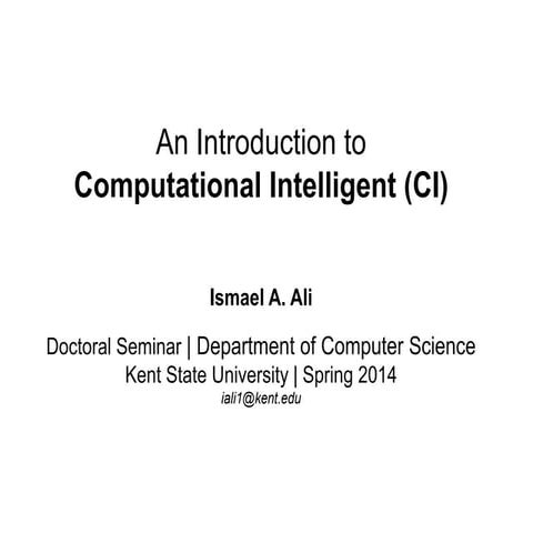 Introduction To Computational Intelligent Pptx Artificial