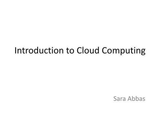 Cloud Computing Introduction Chapter 1 Ppt
