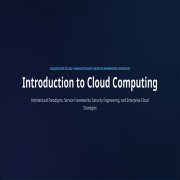 Comprehensive Introduction to Cloud Computing Architectures and ...