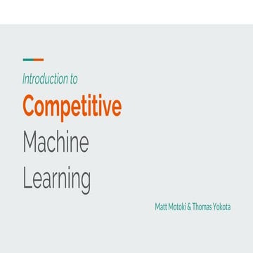 Introduction to competitive machine learning | PDF