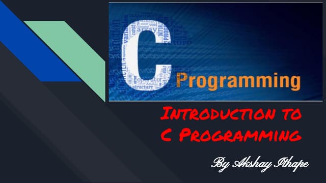 Introduction To C Programming Ppt